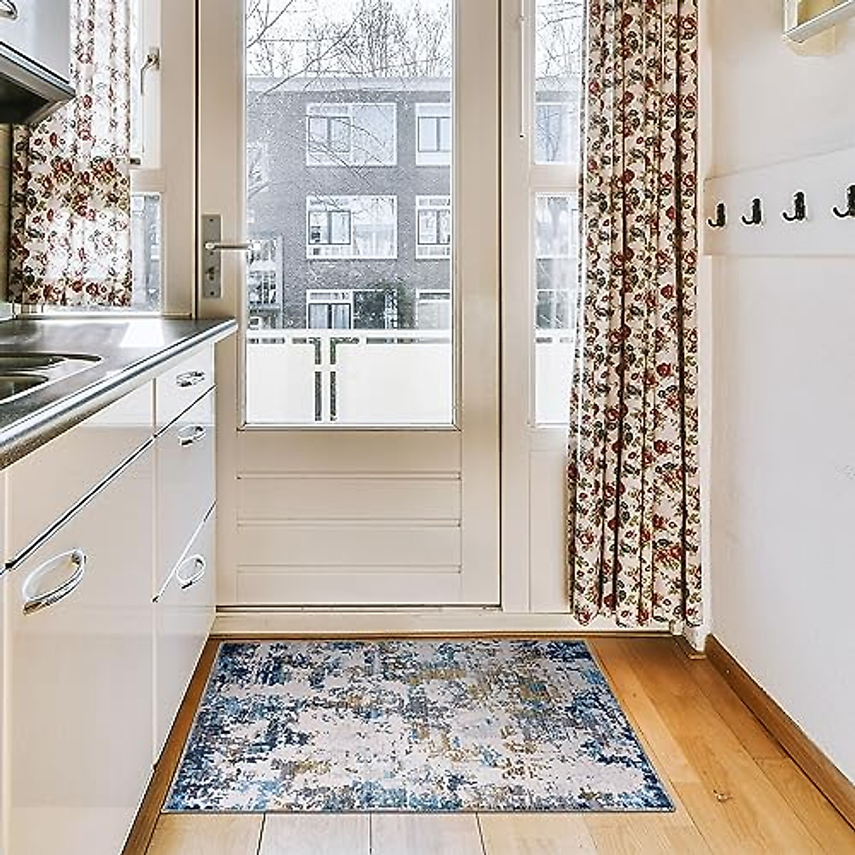 Fashriend Katina Door Mat Rug-2'×3' Machine Washable Area Rug Non Slip Modern Abstract Rug Pad Small Boho Rug for Living Room Dining Laundry Room Bedroom Bathroom Kitchen Classroom Office-Colorful