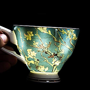 Van Gogh Tea Set, Set of 4 Glasses with Beautifully Painted Van Gogh Art, Fine Bone China Van Gogh Mugs - Set of 4-8oz. by Gute Kitchen