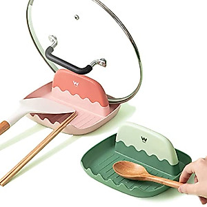 2 Pack Spoon Rest for Kitchen Counter, Cooking Ladle/Spatula/Spoon Holder for Stove Top, Utensil Rest for Countertop, Kitchen and Grill Utensil and Lid Holder, No Mess Rack with Drip Pad - by IYOOH