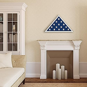 Americanflat Large Flag Display Case for Burial Flag - Fits Folded 5 x 9.5' Flag - Military Flag Case - Silhouette Collection - Flag Box Display Case for Wall or Tabletop - White