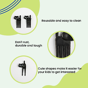 ICYANG Black Cat Food Picks for Fruit Cocktail Picks Bento Lunch Box Forks Decor Party Accessories Palillos Decorativos Comida Cute Animal Reusable Small 12 Pieces