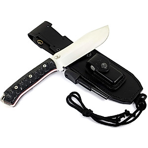 JEO-TEC Nº45 Fixed Blade Bushcraft Knife for Survival Camping Hunting Fishing, Full Tang Knife 11" Overall, Sheath + Firesteel + Sharpener Stone, Handmade