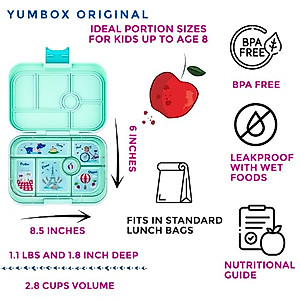 Yumbox Original Leakproof Bento Lunch Box Container for Kids (Serene Aqua)