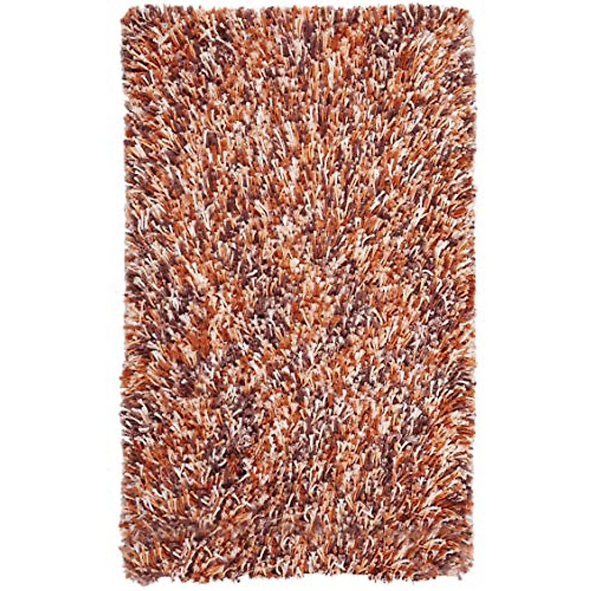 SAFAVIEH Rio Shag Collection 3' x 5' Rust / Ivory SG960P Handmade 1-inch Thick Area Rug
