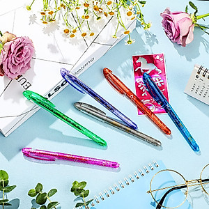 Kathfly 12 Packs Temporary Pens Washable Markers for Skin Shimmery Gel Pens for Girls Kids Party Stuffers, 6 Colors