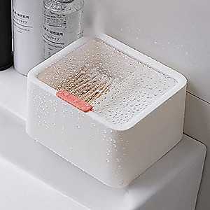 HZLHZYY Plastic Qtip Storage Box 2 Slot Cotton Swab Dispenser Box Qtip Holder Jar Cotton Swab Ball Qtips Storage Container Makeup Sponge Organizer Box with Lid for Bathroom Home Office Storage