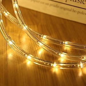 DINGFU Upgraded 100ft 720 LED Rope Lights, Indoor Outdoor Waterproof Rope Lights, Warm White Rope Light for Background,Yard,Garden,Bridges Decoration