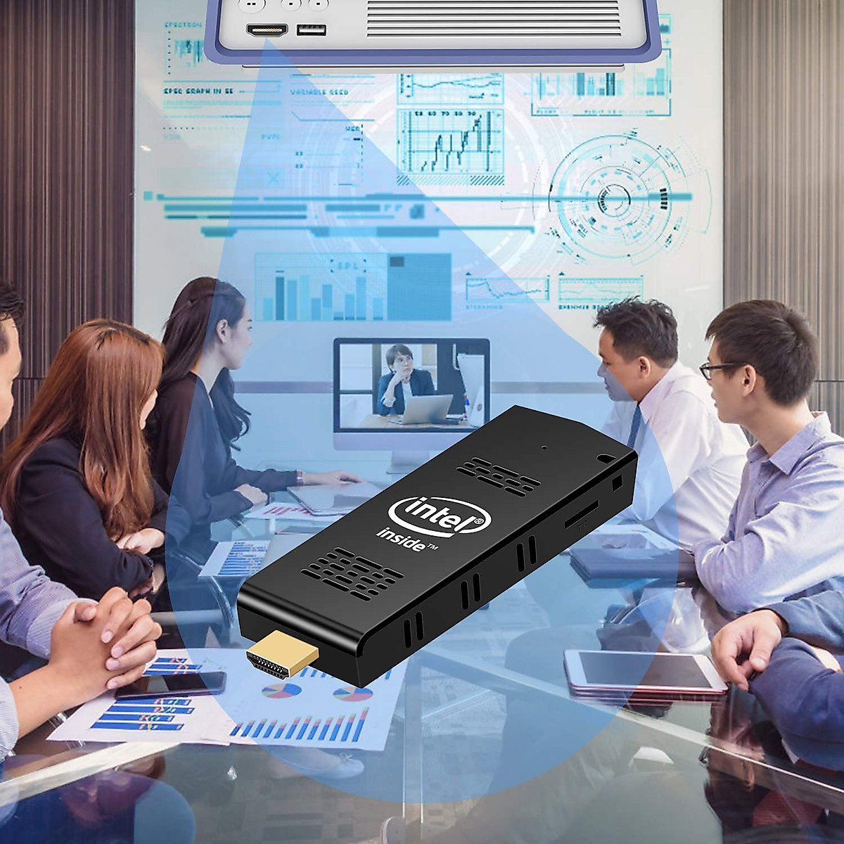 AKLWY Mini PC Stick Pocket PC with Intel Atom Z8350 & Windows 10 Pro 4GB RAM 64GB ROM Support Auto-On After Power Failure,Support 4K HD,Dual Band WiFi 2.4G/5G, BT 4.2