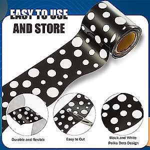 99 Feet Polka Dot Bulletin Board Borders Black and White Polka Dots Scalloped Border Trim Dots Classroom Borders Decoration for Back to School Bulletin Board Home Classroom Chalkboard Decor,3 Rolls