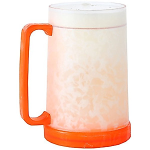 Lily's Home Freezer Beer Mugs, Double Wall, Insulated with Liquid Gel Plastic Pint Freezable Glasses, 16 oz Beer Glass for Freezer, Chiller Frosty Cup, Frozen Ice Freezy Mug, Freezer Cups. Set of 4