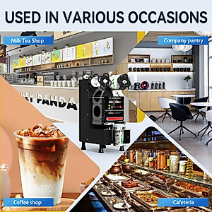 Vtsmax Cup Sealer Machine 90/95mm Cup Sealing Machine 500-600 Cups/H Bubble Tea Sealing Machine with Automatic Counting LCD Panel for Bubble Milk Tea Juice Coffee Black