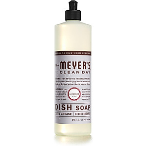 MRS. MEYER'S CLEAN DAY Liquid Dish Soap, Cruelty Free Formula, Lavender Scent, 16 oz- Pack of 6