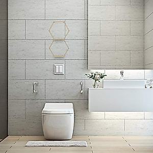 Gold Metal Wire Geometric Hexagon Floating Shelf | Two Brass Colored Vertical Honeycomb Shaped Hanging Wall Shelves | Mid Century Style Vanity Shelf | 16 x 9.25 x 3.75 Inches