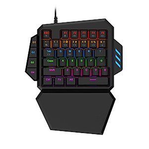 PURPLELU 39-Key Backlit Gaming Keyboard, One-Handed Mechanical Keyboard, Convenient Mini Ergonomic Game Handle, Suitable for Gamers
