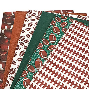 David Angie Football Soccer Ball Printed Faux Leather Sheet PU Textured Grain Leather Sheet Assorted 6 PCS 7.9" x 13.4" (20 cm x 34 cm) for Hair Accessories DIY Crafts Making (Ball)