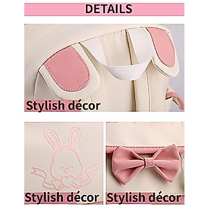 ZHSteveG Pink Backpack Bow With Pendant Cute Large Capacity Kawaii Aesthetic Backpack Cute Mochilas Daypacks (Pink white)