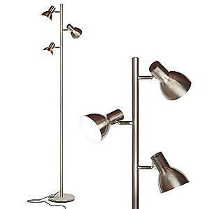Brightech Ethan Floor Lamp, Dimmable Standing Lamp for Bedroom Reading, Great Living Room Décor, Modern LED Lamp for Living Rooms, Tall Tree Lamp for Offices - Nickel