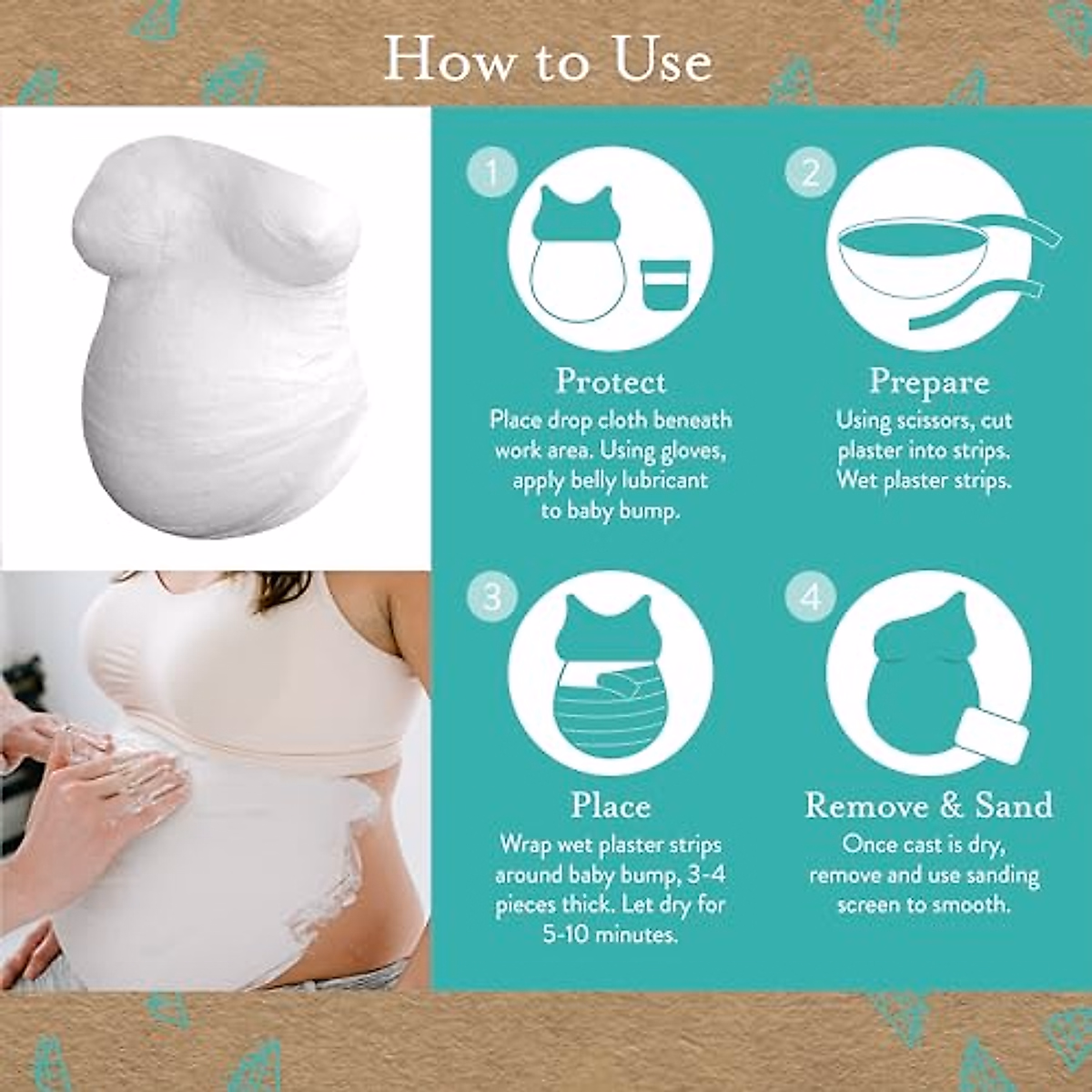 Kate & Milo Belly Casting Kit, Pregnancy Keepsake Making Kit, Easy To Make DIY Plaster Cast Baby Bump Keepsake, Gift For Expecting Moms