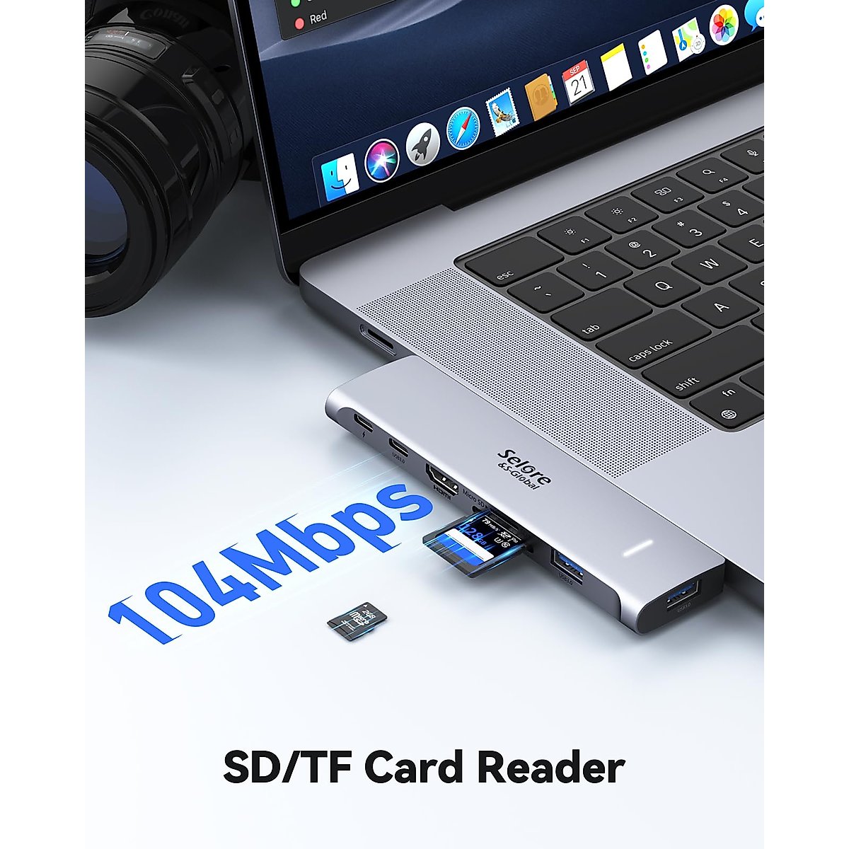 USB C Adapter HDMI Hub for MacBook Pro/Air M1 M2 2023 2022 2021 13"15"16",Mac USB Adapter 7-in-2, MacBook Accessories with HDMI,Thunderbolt 3, USB C and 2 USB A 3.0 Data Ports, SD&microSD Card Reader
