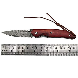 ALBATROSS HGDK004 Awesome EDC Damascus Pocket Folding Knife lanyard, Rosewood Handle, Gifts/Collections