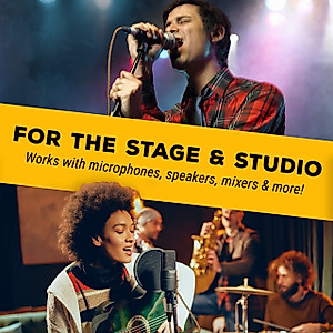 GLS Audio 15 Foot Mic Cable balanced XLR patch Cords XLR male to XLR Female 15 FT microphone Cables Brown Yellow Tweed Cloth Jacket - 15 Feet Mike P