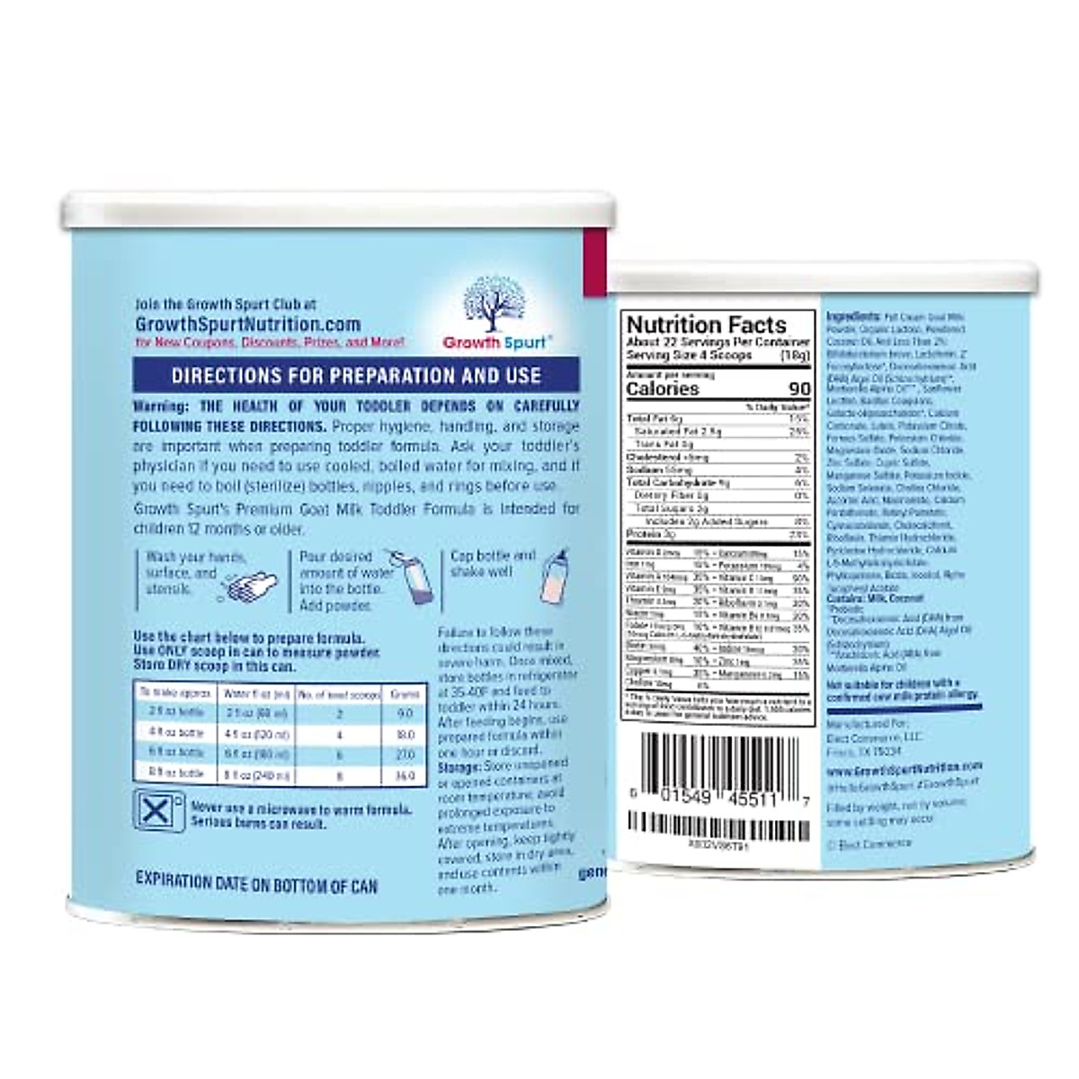 Goat Milk Toddler Formula – Growth Spurt Powdered Goat's Milk Toddler Formula – Lactoferrin, 2'-FL HMO, Prebiotics, Probiotics, Iron, DHA & ARA, Methylfolate, Immune Support, Non GMO Infant Baby Transition Weaning