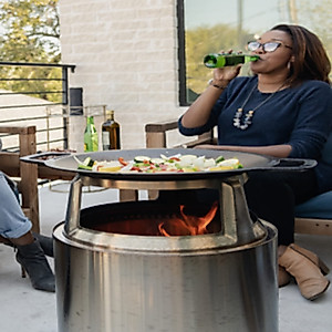 Solo Stove Large Cast Iron Wok Top, Stir Fry Pan, Cooktop for Bonfire and Yukon fire pit, Fireplace accessory, Cooking surface: 18", Depth: 2.5", Weight: 12.5 lbs