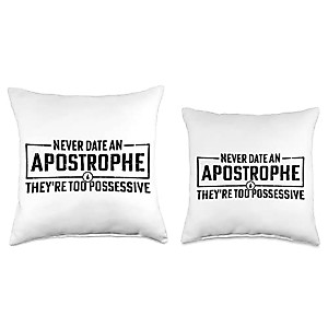 Funny English Apostrophe Graphic & More English Apostrophe Funny Language Teacher Teaching Graphic Throw Pillow, 18x18, Multicolor