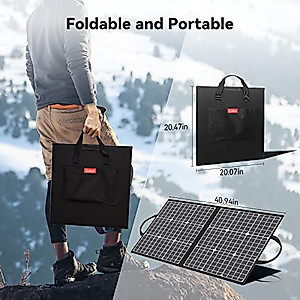 GOFORT Portable Solar Panel 100W 18V, Foldable Solar Charger Kit with USB Port, QC 3.0, DC Output, Compatible with Solar Generator Power Station Phones Laptops Tablet for Outdoor Activities