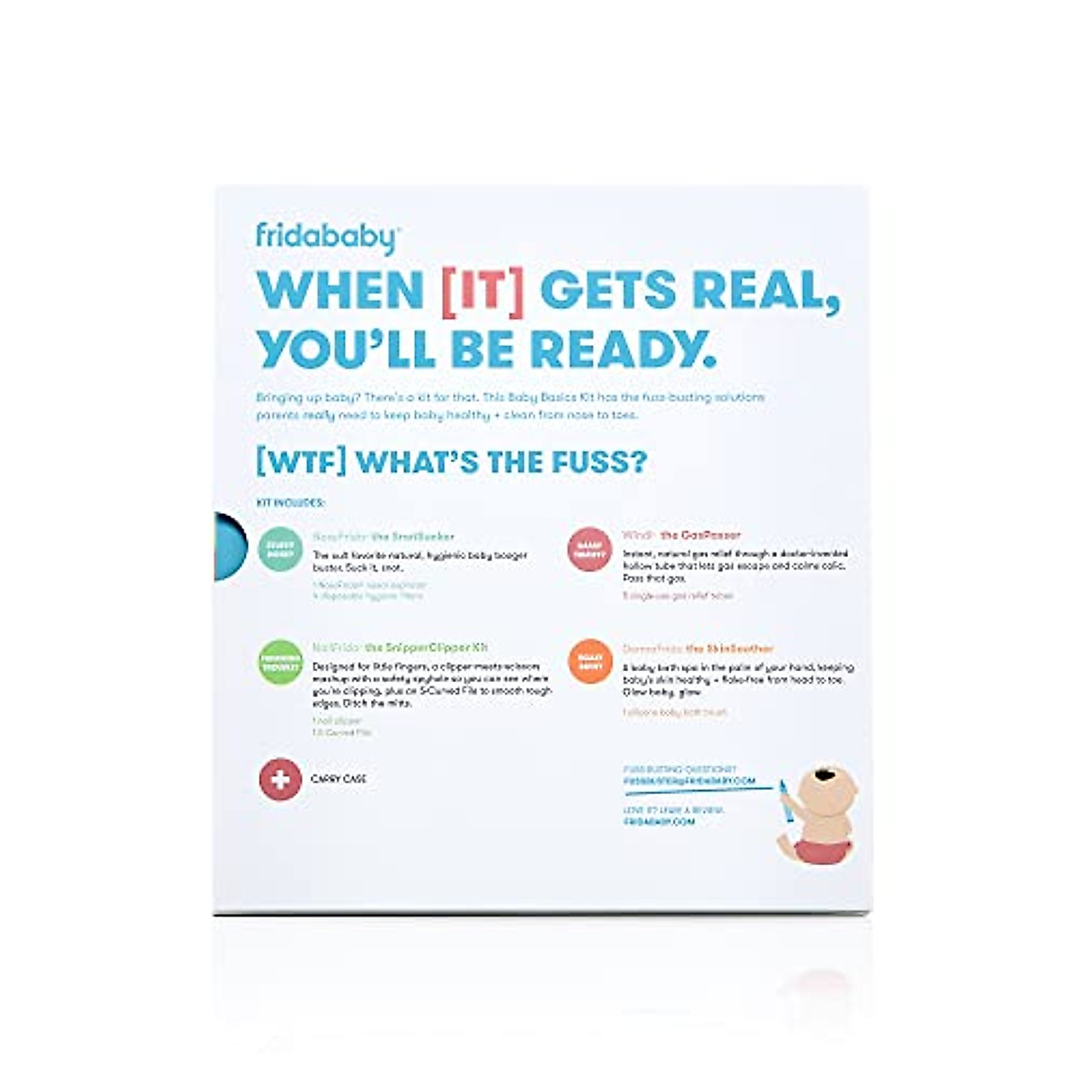 Baby Basics Kit by FridaBaby |Includes NoseFrida, NailFrida, Windi, DermaFrida + Silicone Carry Case