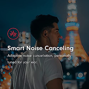 RAYZ Pioneer Plus (Black) Active Noise Cancelling Wired Earphones with Microphone in Ear Corded Smart Noise Reduction, Auto-Pause, Hands-Free, Hey Siri MFI Certified Compatible iPhone, iPad, iPod