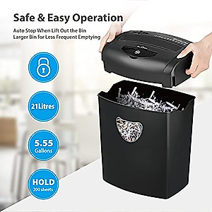 Paper Shredder, 12-Sheet Cross Cut with 5.55-Gallon Basket, P-4 Security Level, 3-Mode Design Shred Card/CD/Staple/Clip, Heavy Duty with Jam Proof System, Paper Shredder for Office (ETL)