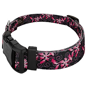 Country Brook Petz - Deluxe Dog Collar - for Durability, Comfort & Style - Vibrant Floral Collection with Charming Design - Pink Honeysuckle Breeze, Large
