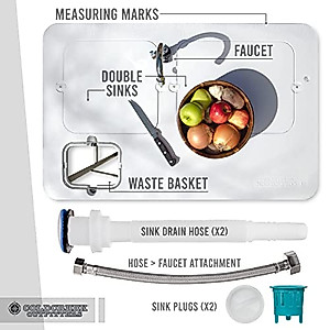 Coldcreek Outfitters Work Station Table, Portable, Foldable, Dual Sink, Rugged, Outdoor Kitchen Accessory, 40x26x33 inches, Grey