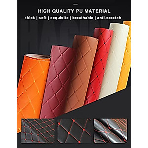 Ashtray-Hu Waterproof Quilted Vinyl Faux Leather Fabric Diamond Pattern Foam Backed for Cars Seat Cover, Furniture Upholstery, Headboards, Crafts 143cm 56'' Wide(Size:2m,Color:red)