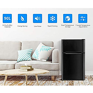 Safeplus Compact Refrigerator, 3.2 cu ft. Unit Cold-rolled Sheet Mini Refrigerator with freezer, Dorm fridge with Adjustable Removable Shelves…