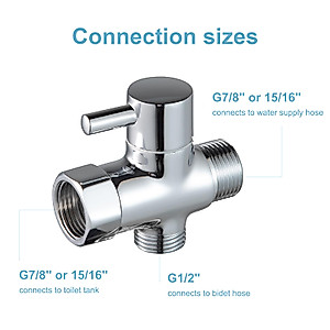 OFFO Shower Diverter Valve, T Adapter with Shut off Valve, 3 Way 7/8” or 15/16” x 7/8” or 15/16” x 1/2” All Metal T Valve Adapter Attachment for Sprayer Brass