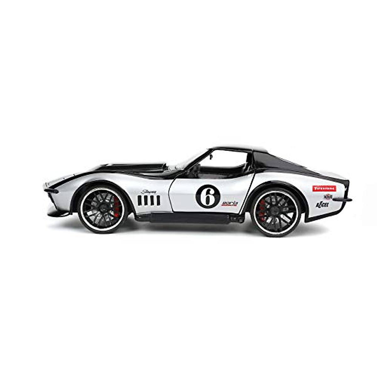 Jada Toys Bigtime Muscle 1:24 1969 Chevy Corvette Stingray Die-cast Black, Toys for Kids and Adults
