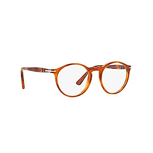 Persol PO3285V Round Prescription Eyewear Frames, Terra Di Siena/Demo Lens, 50 mm