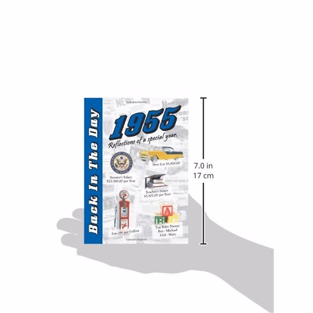 1955 Back In The Day - 24-page Greeting Card / Booklet with Envelope (5 x 7 Size) – Great for Birthdays, Anniversaries, Reunions, Graduations, Client & Corporate Gifts