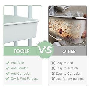 TOOLF Utility Rolling Cart with Lockable Wheels, Multi-Purpose Storage Organizer, Organizer Trolley with Handles, Serving Trolley with Mesh Basket for Home, Office, Kitchen, Bathroom (Green)