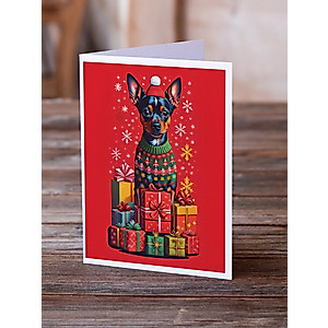 Caroline's Treasures DAC3126GCA7P Miniature Pinscher Holiday Christmas Greeting Cards Pack of 8 Blank Cards with Envelopes Whimsical A7 Size 5x7 Blank Note Cards