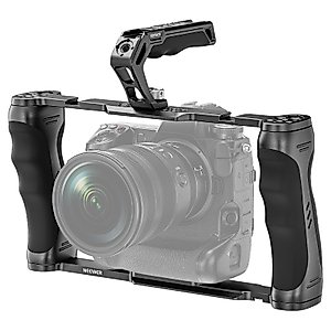 NEEWER Universal Camera Cage & Top Handle with 3/8" ARRI Locating Pins Kit, Video Rig Camera Stabilizer with Arca Type Base, Dual Handgrips, Compatible with SmallRig Accessories, CA016T