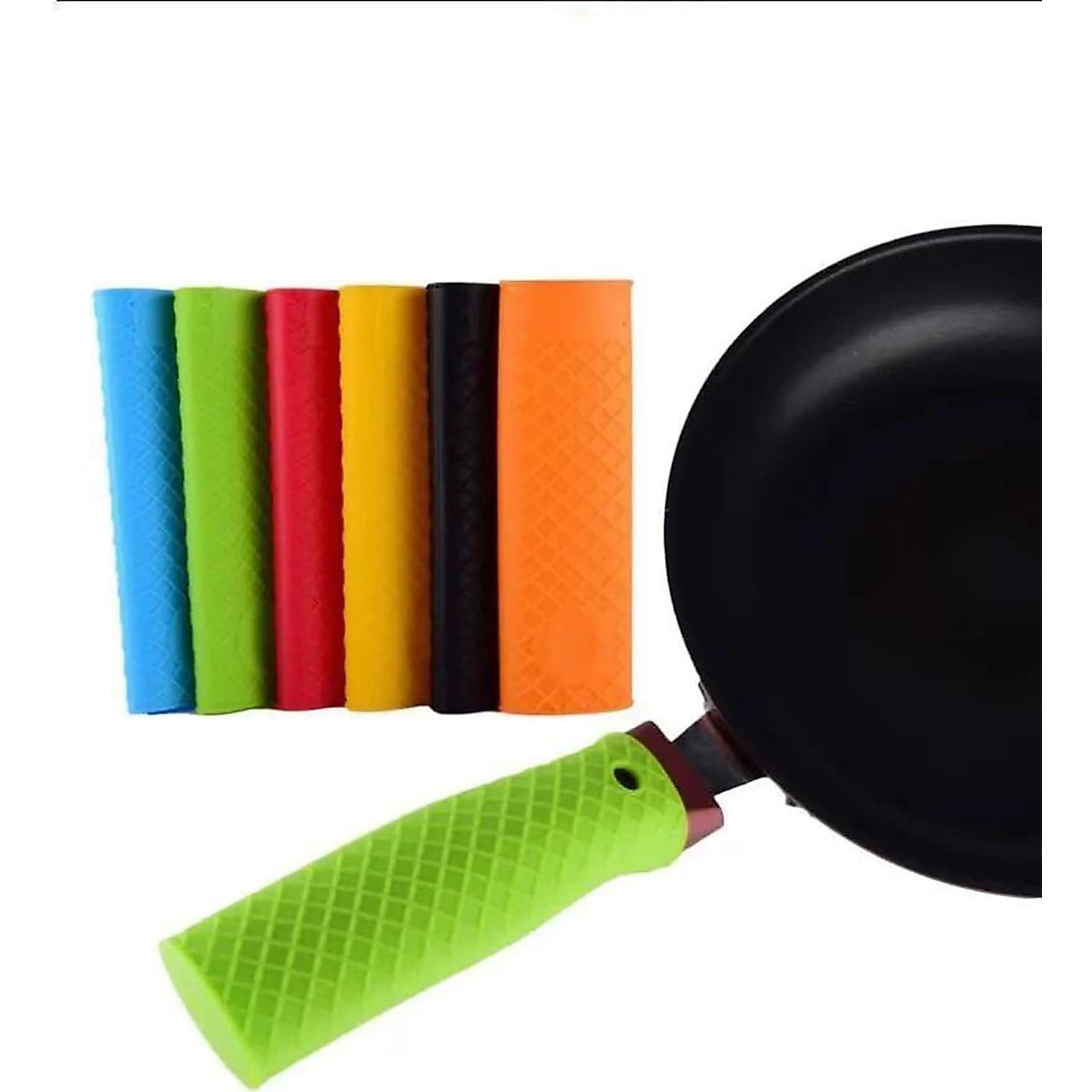 Yinpecly 2Pcs Silicone Hot Handle Holder Rubber Pot Sleeve Heat Resistant Kitchen Potholders for Cast Iron Pans, Metal Frying Pans, Skillets, Griddles, Orange