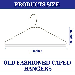Yuntau 50 Pcs Wire Hangers Bulk Dry Cleaner Hangers with Tubs 16" Caped Clothing Hangers Suit Hangers Strut Hangers for Dry Cleaners or Home(Gold)