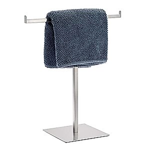 JUXYES Stainless Steel Towel Rack T-Shape Hand Towel Holder Stand, Height Adjustable Hand Towel Holder Rack for Bathroom Vanity Countertop, Brushed Finish
