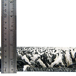 Unique Loom Hygge Shag Collection Area Rug - Gradient (7' 10" Square, Black and White)