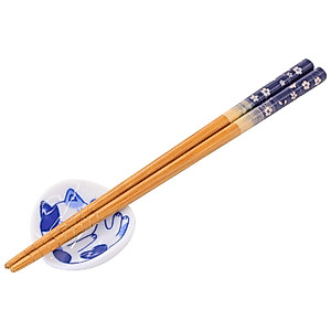 MIno Ware Chopstick Rest set, Kawaii Cute Cats Design, Japanese Ceramic Ware, Set of 4