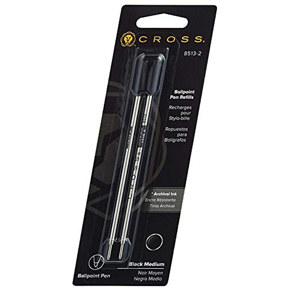Cross Refills for Ballpoint Pens, Medium, Black Ink, 2/Pack (85132) (New Version)