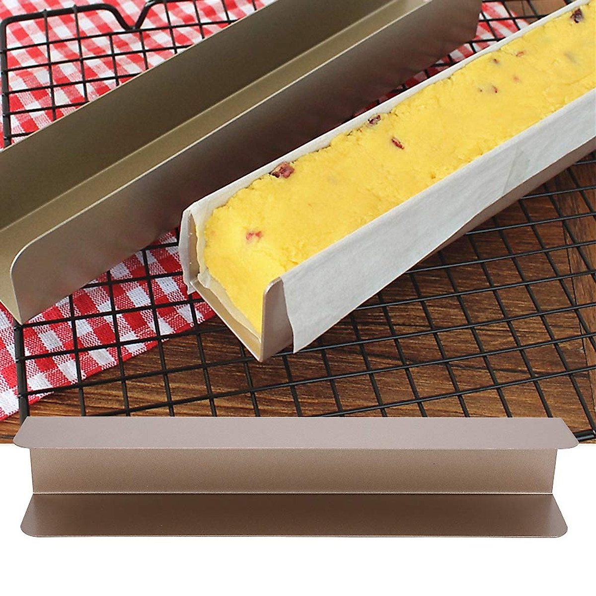 MAGT U Shaped Biscuits Mold, Carbon Steel Durable Non Stick U Shaped Rectangular Cranberry Cookies Baking Mold Kitchen Tools (Long Type)